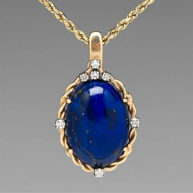 Royal blue sapphire oval pendant – Sixer International General Trading LLC